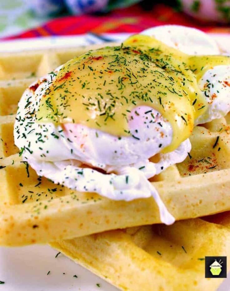 Poached Eggs and Waffles Brunch, easy recipe for low-fat waffles and eggs