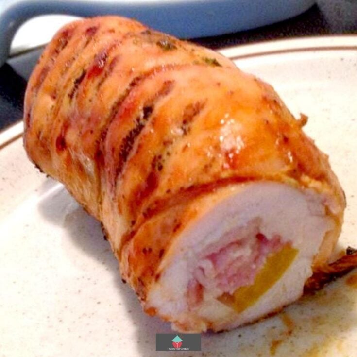 Rolled BBQ Chicken Breast With Bacon and Peppers | Lovefoodies
