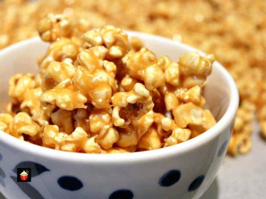 Salted Caramel Cashew Nut Popcorn, great party food made from scratch
