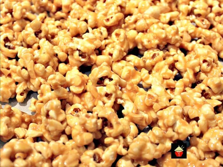 Salted Caramel Cashew Nut Popcorn, great party food made from scratch