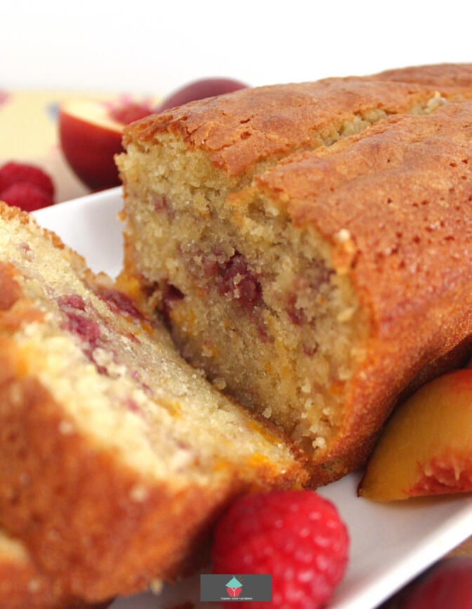 Peach Pound Cake with Raspberry Swirl | Lovefoodies