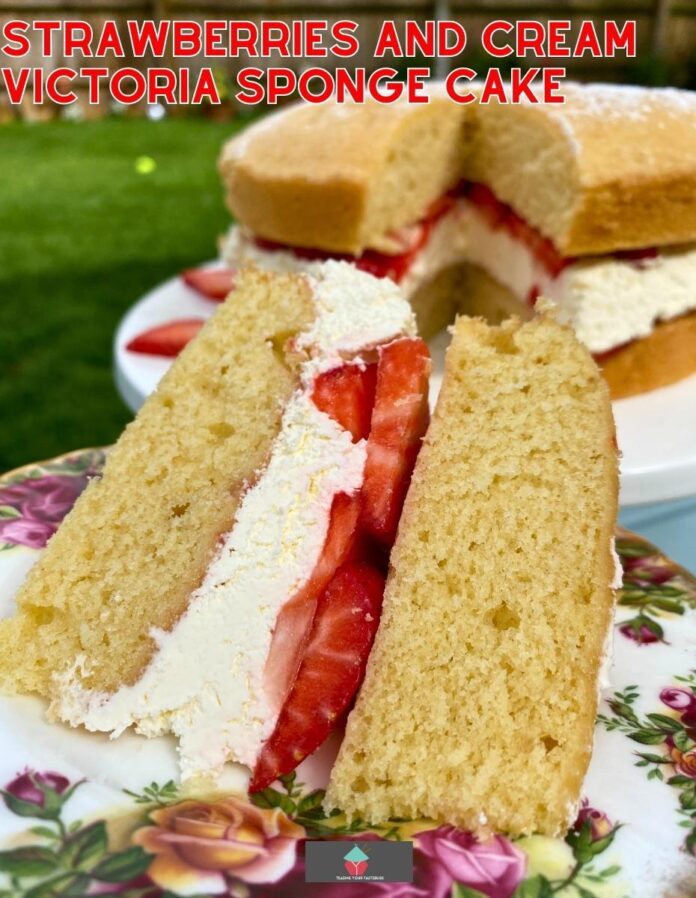 Easy Strawberries and Cream Victoria Sponge Cake | Lovefoodies
